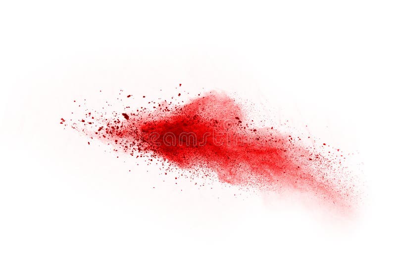 Freeze Motion of Red Powder Exploding, Isolated on White Background ...