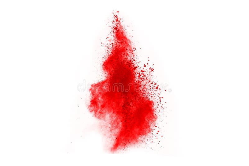 Red Powder Exploding on White Background. Stock Image - Image of effect ...