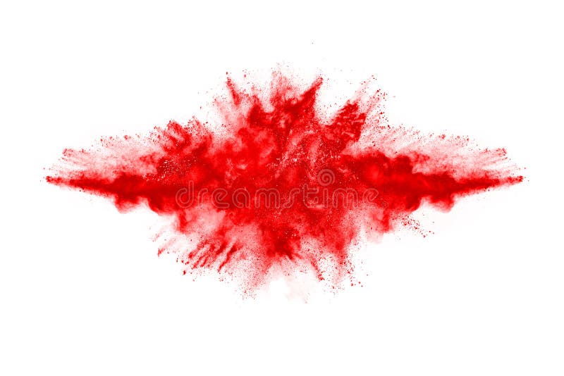Freeze Motion of Red Powder Exploding, Isolated on White Background ...