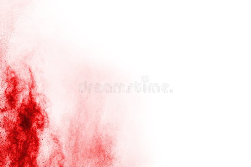 Red Color Powder Explosion on White Background. Stock Image - Image of ...