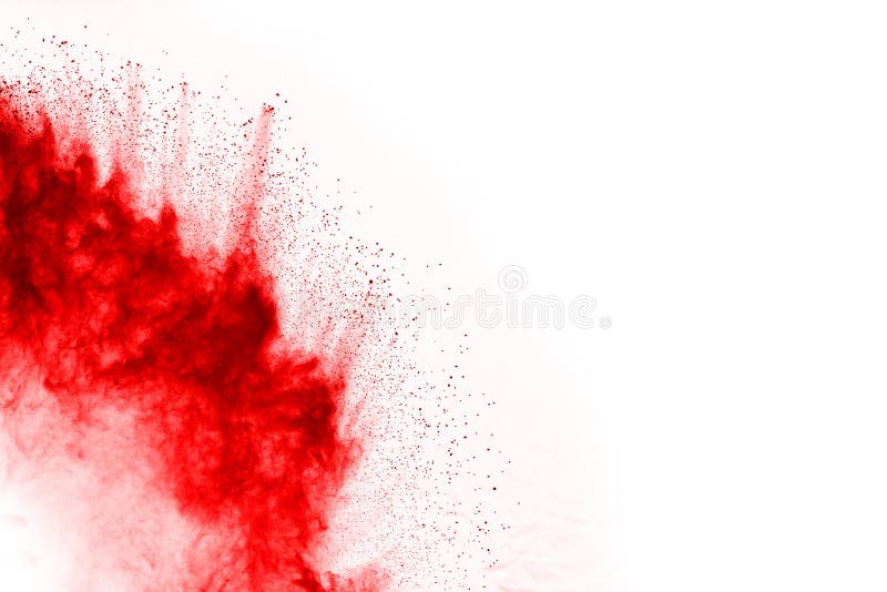 Red Powder Explosion on White Background. Stock Image - Image of blast ...