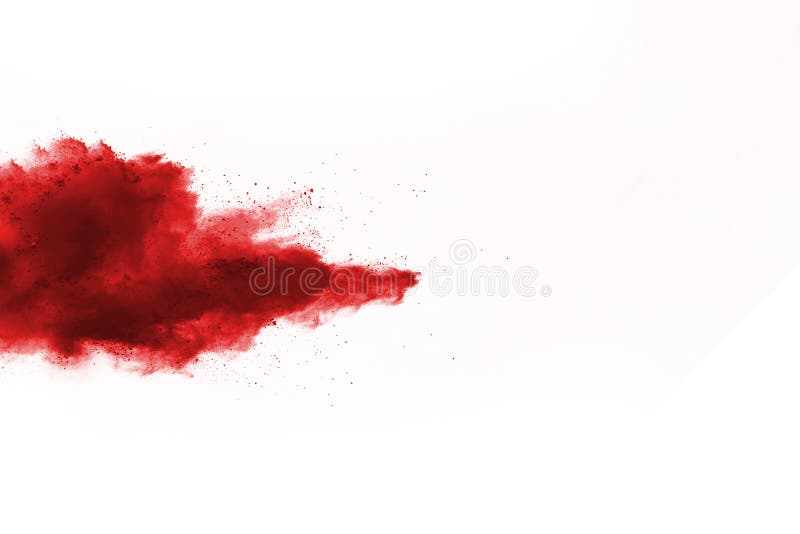 Freeze Motion of Red Powder Exploding, Isolated on White Background ...