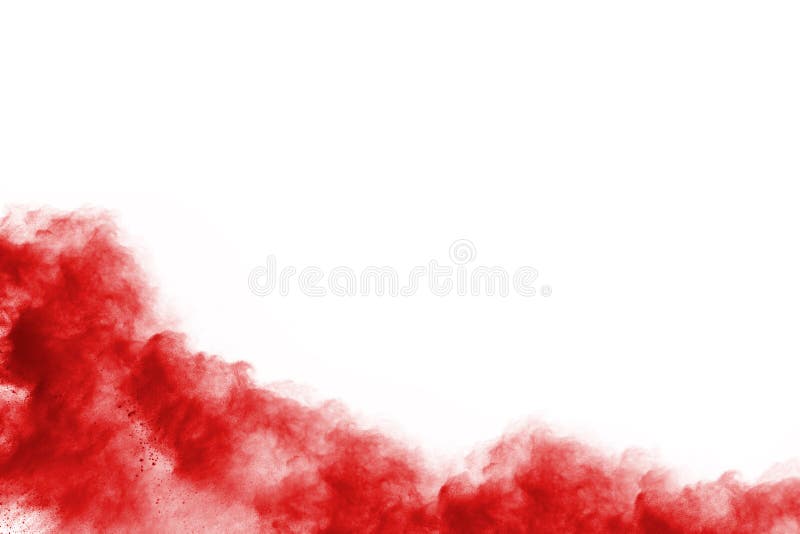 Freeze Motion of Red Powder Exploding, Isolated on White Background ...