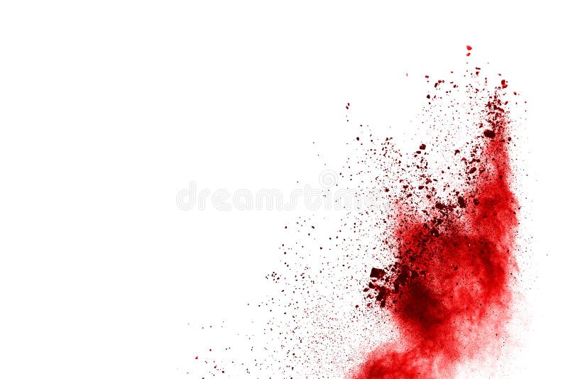Red Color Powder Explosion on White Background. Stock Photo - Image of ...