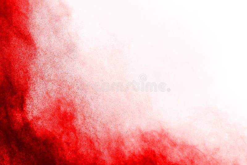 Red Color Powder Explosion on White Background. Stock Photo - Image of ...
