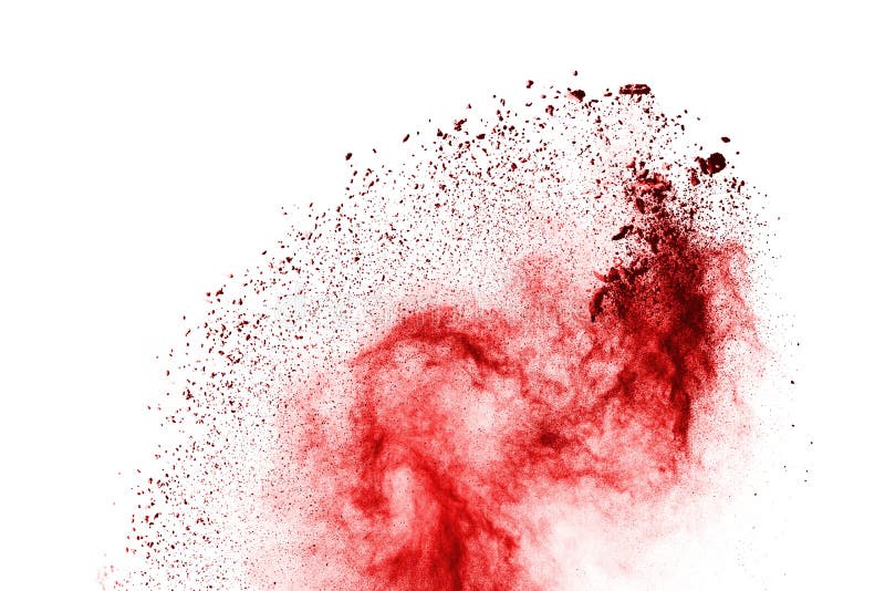 Red Powder Explosion on White Background. Stock Photo - Image of ...