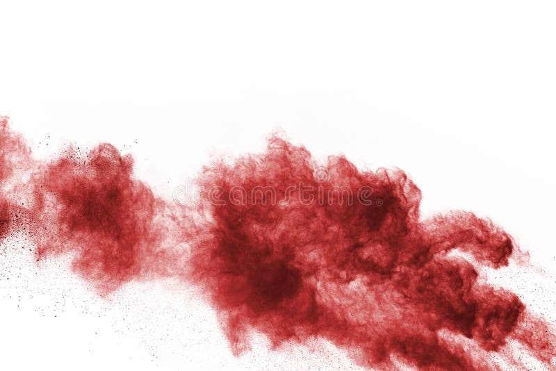 Red Powder Explosion on White Background. Stock Image - Image of blast ...