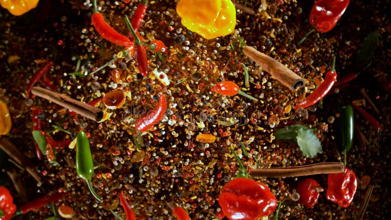 Freeze Motion Shot of Flying Mix Spices . Stock Illustration ...