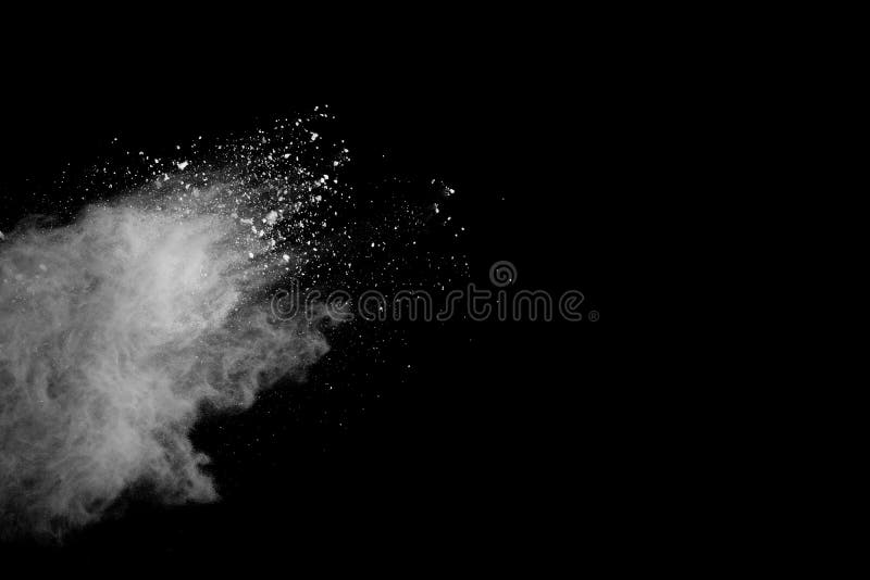 Freeze Motion of White Color Powder Exploding on Black Background Stock ...