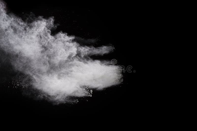Freeze Motion of White Color Powder Exploding on Black Background ...