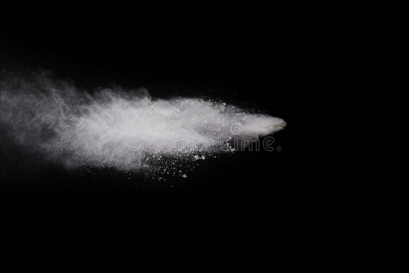 Freeze Motion of White Color Powder Exploding on Black Background ...