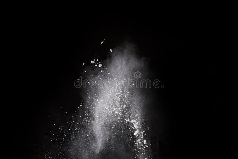 Freeze Motion of White Color Powder Exploding on Black Background ...