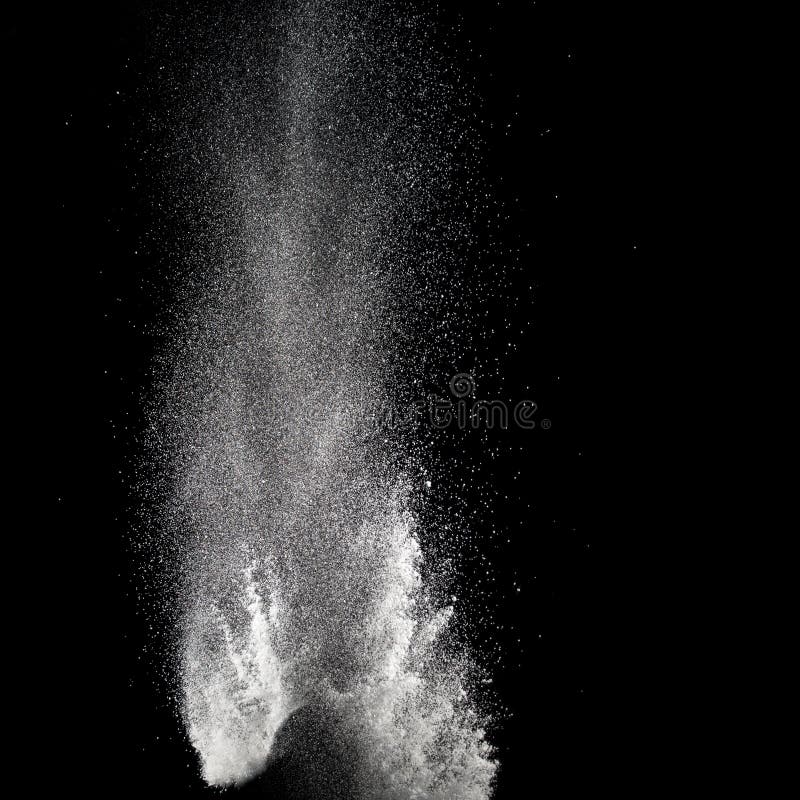 Freeze Motion of White Particles on Black Background. Stock Photo ...
