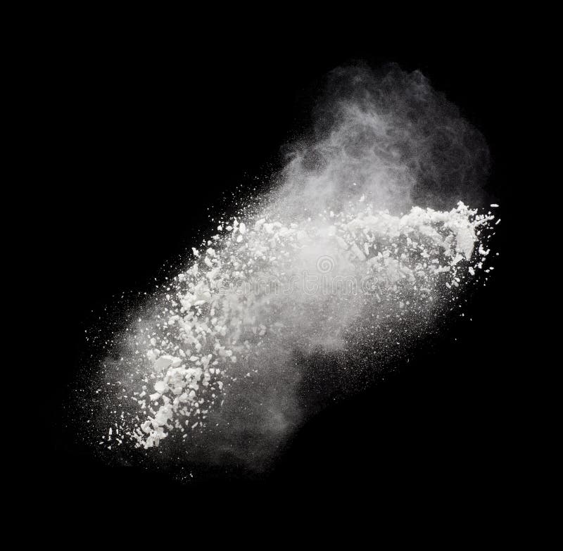 Freeze Motion of White Powder Exploding, Isolated Stock Photo - Image ...