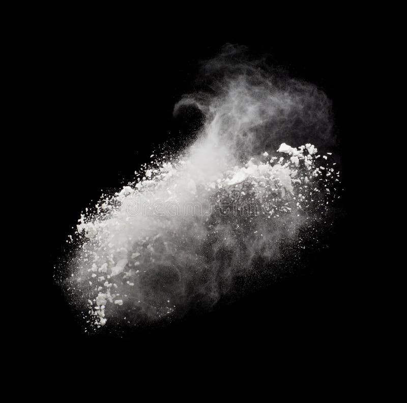 Freeze Motion of White Powder Exploding, Isolated Stock Image - Image ...