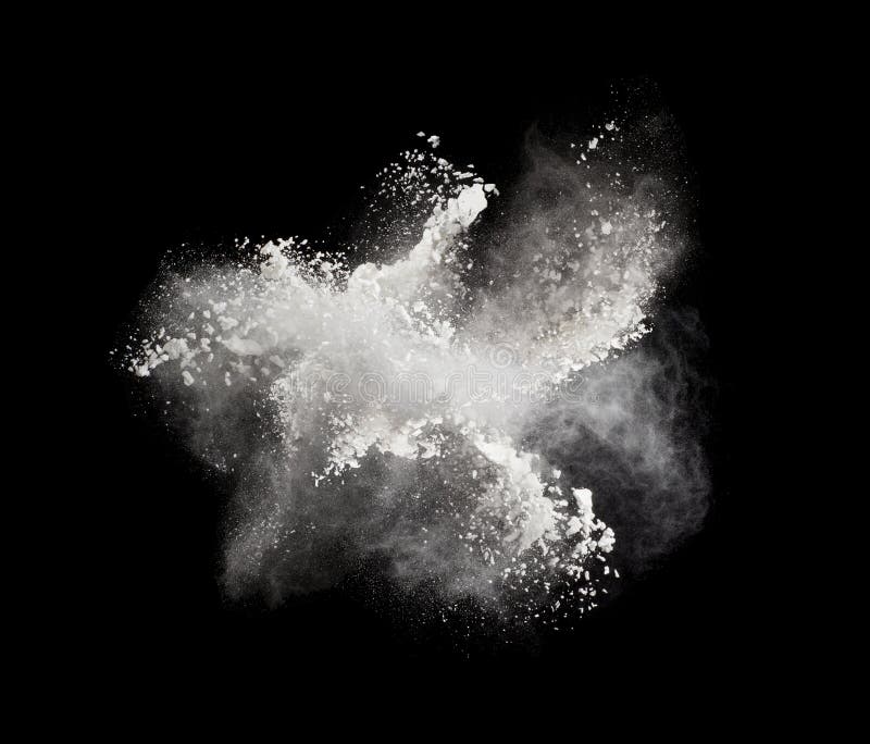 Freeze Motion of White Powder Exploding, Isolated Stock Photo - Image ...