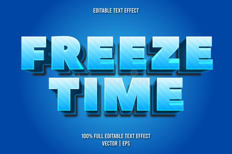 Freeze Time Editable Text Effect Cartoon Style Stock Vector ...