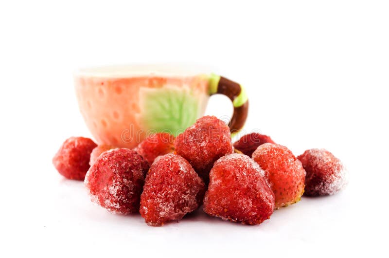 Freezed Strawberry in Strawberry Cup Stock Image - Image of freshness ...