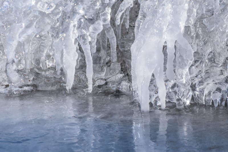 Freezed Water in the Water Falls Stock Photo - Image of brick, grass ...