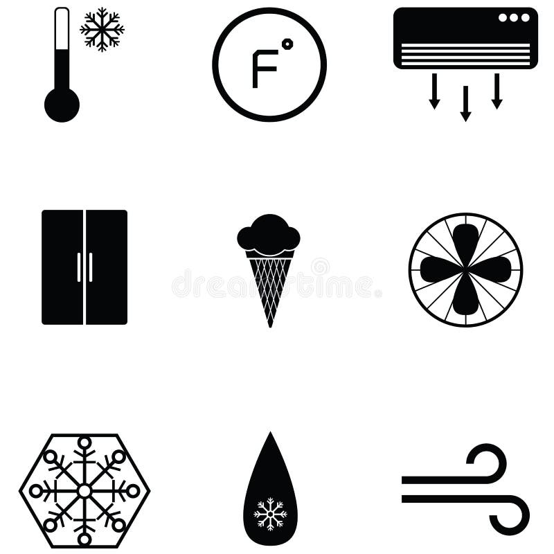 Freezer icon set stock vector. Illustration of thin - 120565325