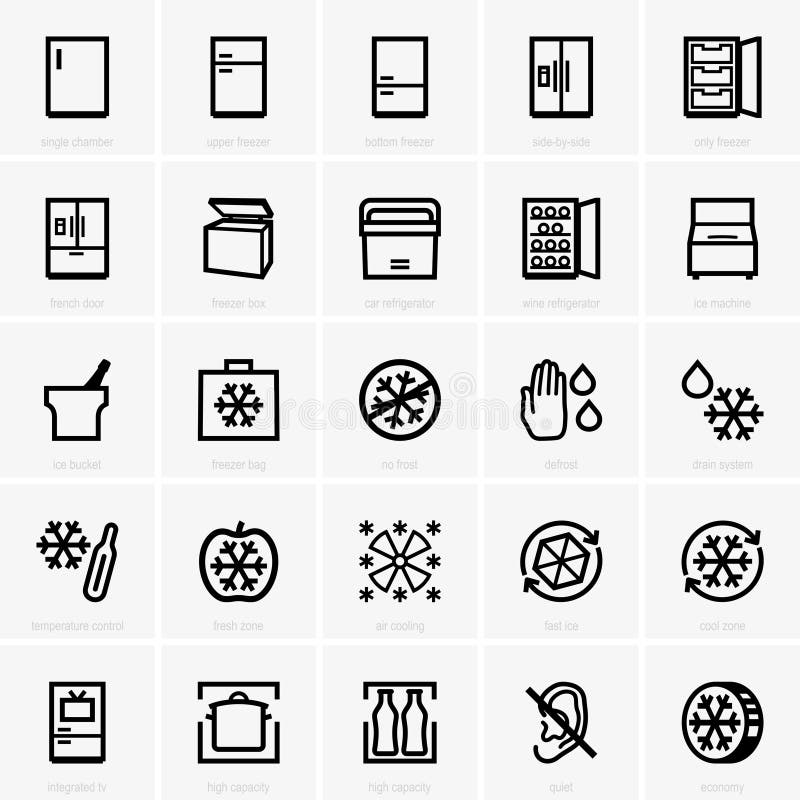 Freezer icons stock vector. Illustration of equipment - 55521259