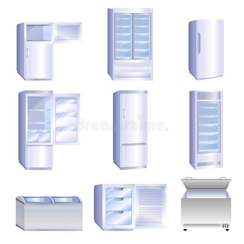 Freezer Icons Set, Cartoon Style Stock Vector - Illustration of cool ...