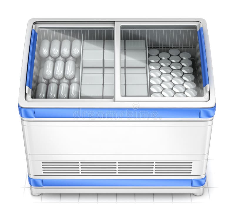 Freezer Showcase, Refrigerated Cabinet and Fridge. 3d Render Stock ...