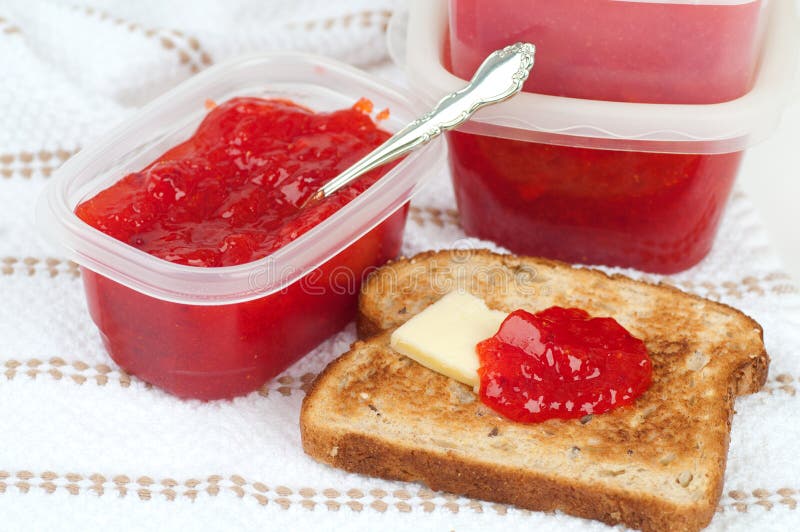 Freezer Strawberry Jam and Toast Stock Photo - Image of dessert, juicy ...