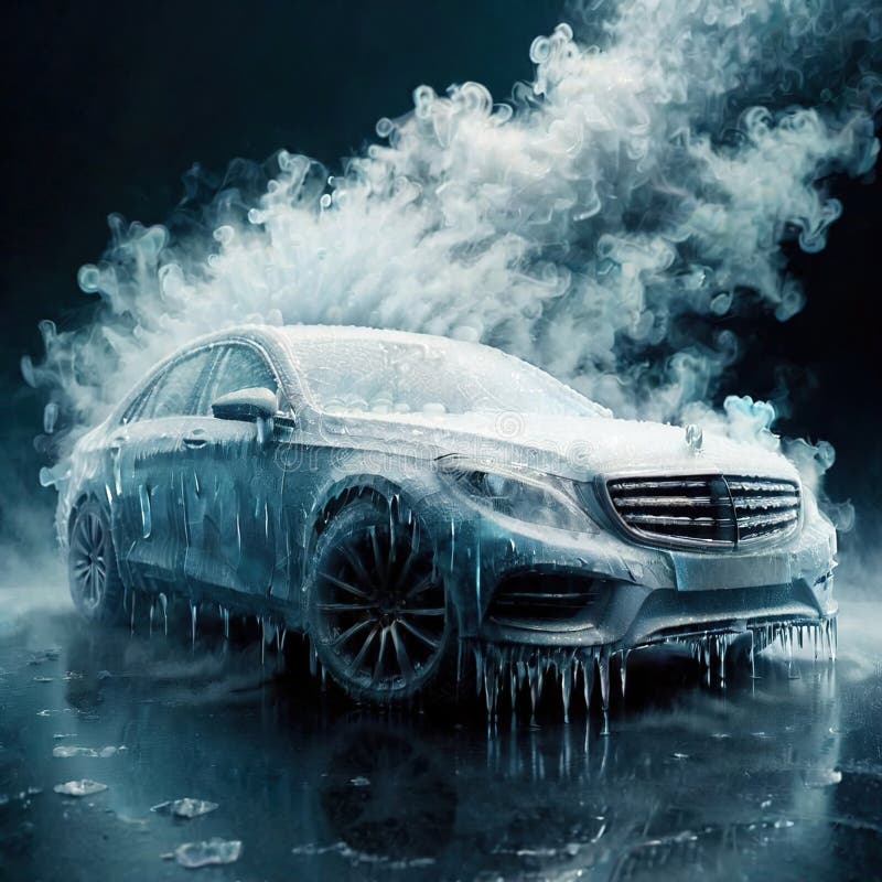 Freezing Car Automobile, Cold Frozen and Covered with Ice Stock ...