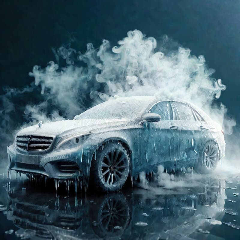 Freezing Car Automobile, Cold Frozen and Covered with Ice Stock ...