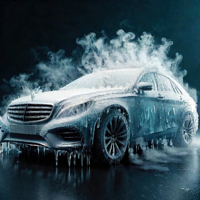 Freezing Car Automobile, Cold Frozen and Covered with Ice Stock ...
