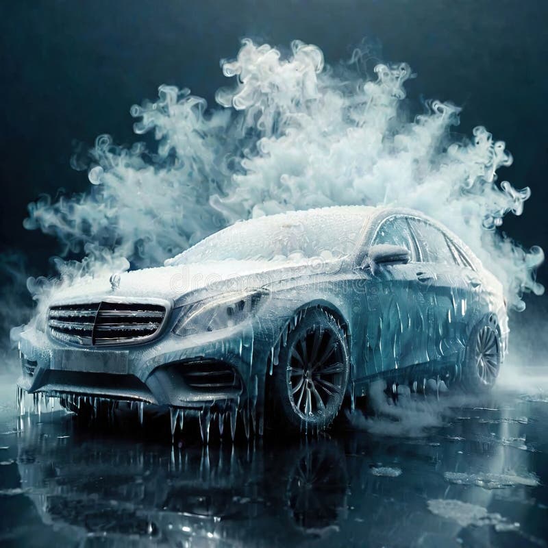 Freezing Car Automobile, Cold Frozen and Covered with Ice Stock ...