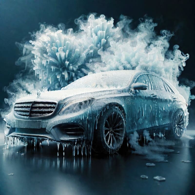 Freezing Car Automobile, Cold Frozen and Covered with Ice Stock ...