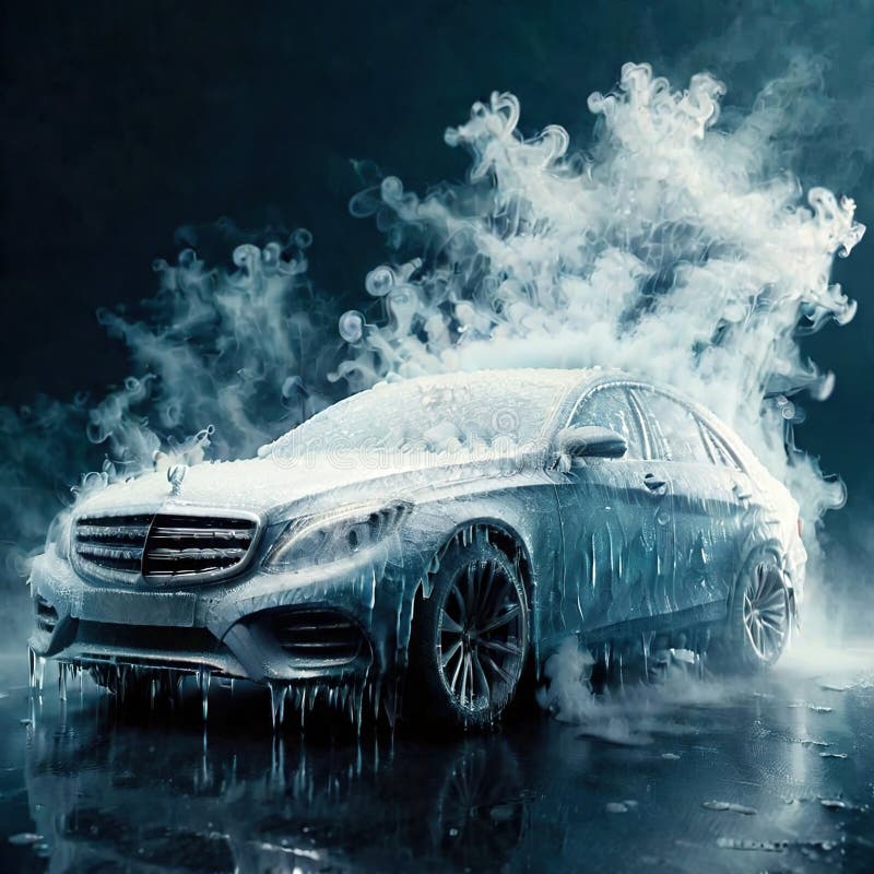 Freezing Car Automobile, Cold Frozen and Covered with Ice Stock ...