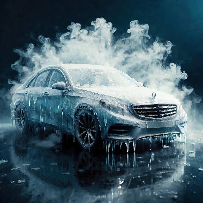 Freezing Car Automobile, Cold Frozen and Covered with Ice Stock ...