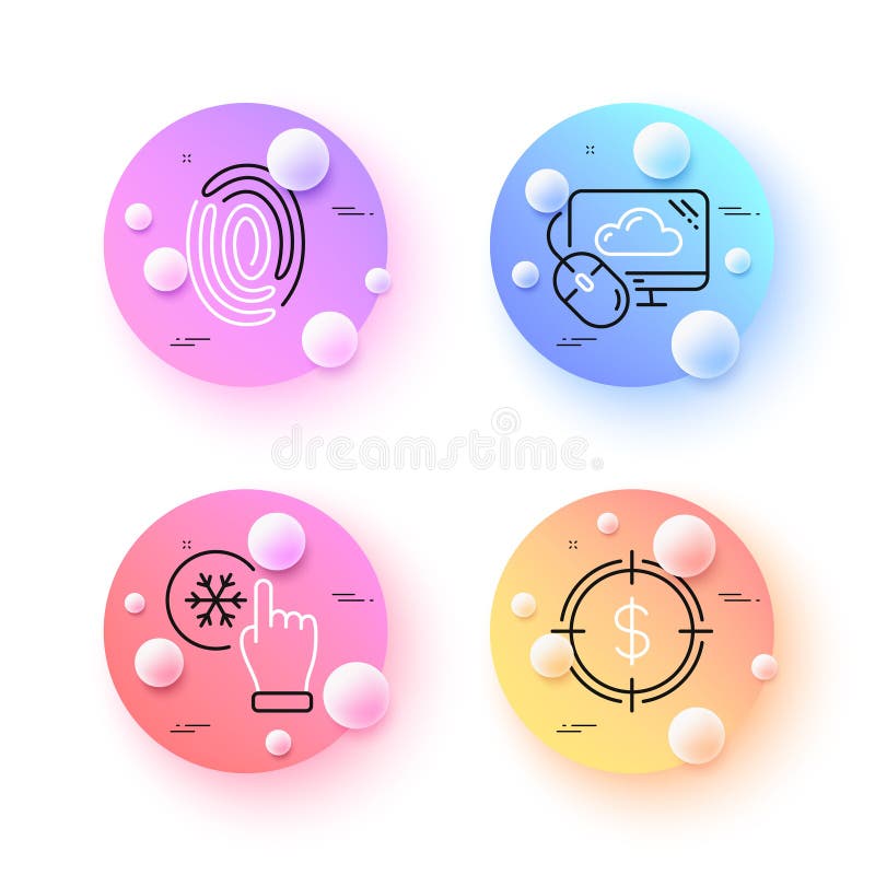 Freezing Click, Cloud Computing and Dollar Target Minimal Line Icons ...