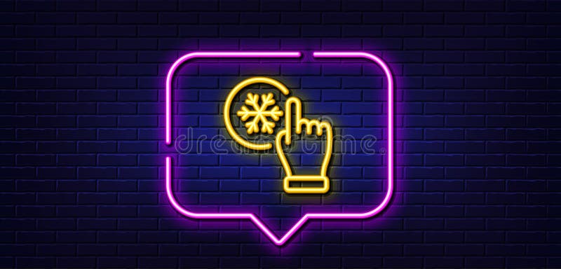 Freezing Click Line Icon. AC Cold Temperature Sign. Neon Light Speech ...