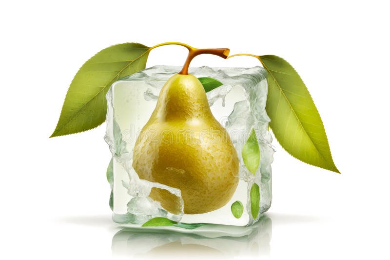 Fruit Ice Cube Set Isolated on White, Frozen Berry for Exotic Summer ...