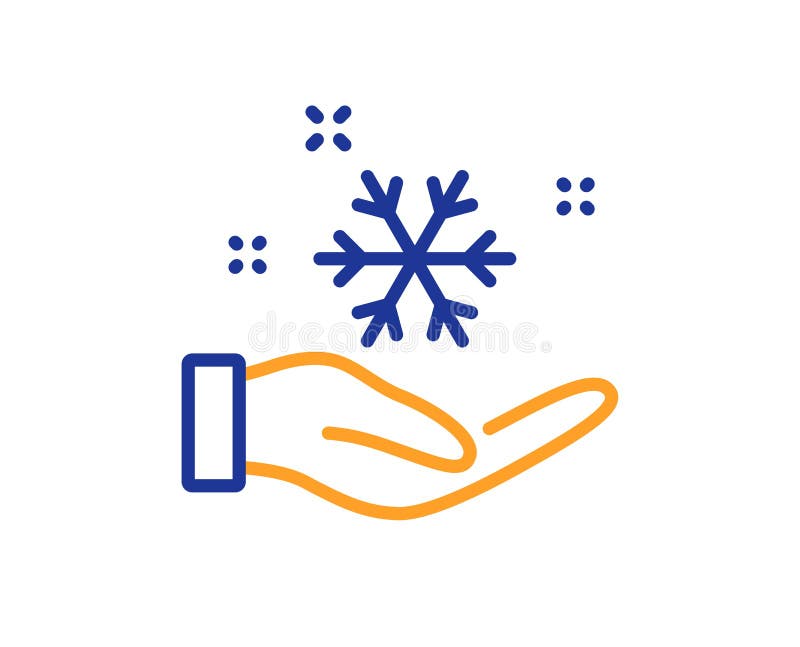 Freezing Hand Line Icon. AC Cold Temperature Sign. Vector Stock Vector ...