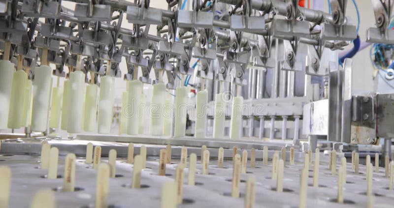 Automatic Production of Ice Cream. Ice Cream Production at the Factory ...