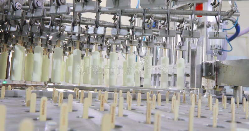 Automatic Production of Ice Cream. Ice Cream Production at the Factory ...