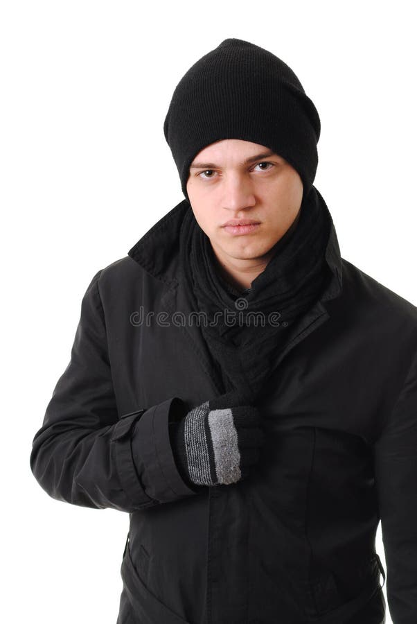 Freezing Man with Winter Clothing Stock Image - Image of white, health ...