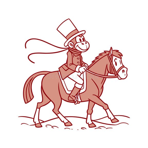 Freezing Monkey Horseback Riding Stock Illustration - Illustration of ...