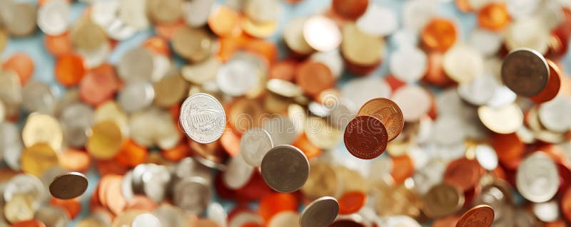 Freezing Motion of Falling Coins Stock Photo - Image of quarters ...