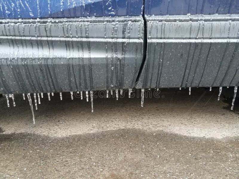 Freezing Rain Ice on Car Side in Winter Stock Photo - Image of frozen ...
