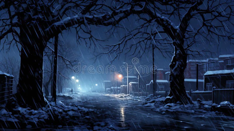 Winter Wonderland Scene with Snow-covered Road and Magic Stock ...
