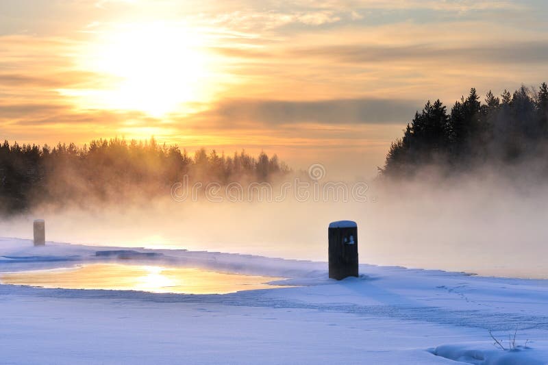 Freezing River in a Cold Winter Day. Stock Photo - Image of landscape ...