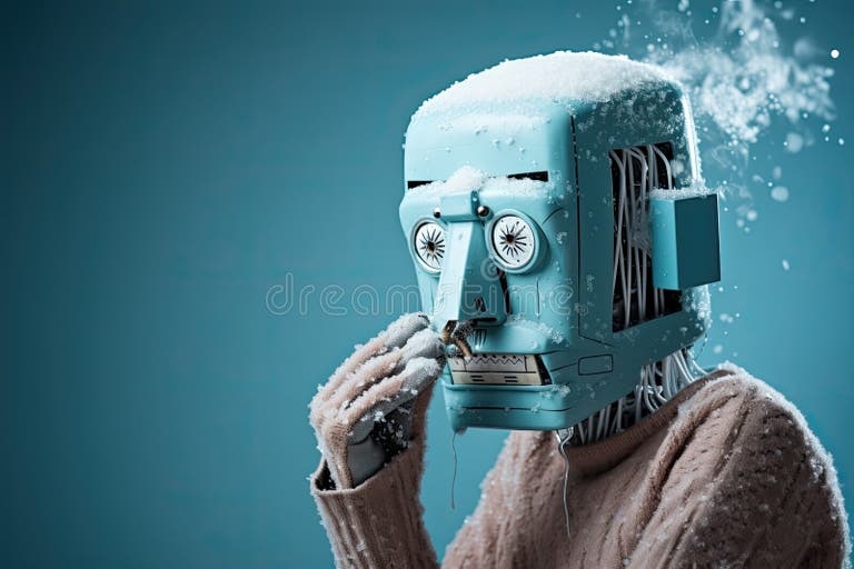 Freezing Robot with a Cold AI Generated Stock Illustration ...