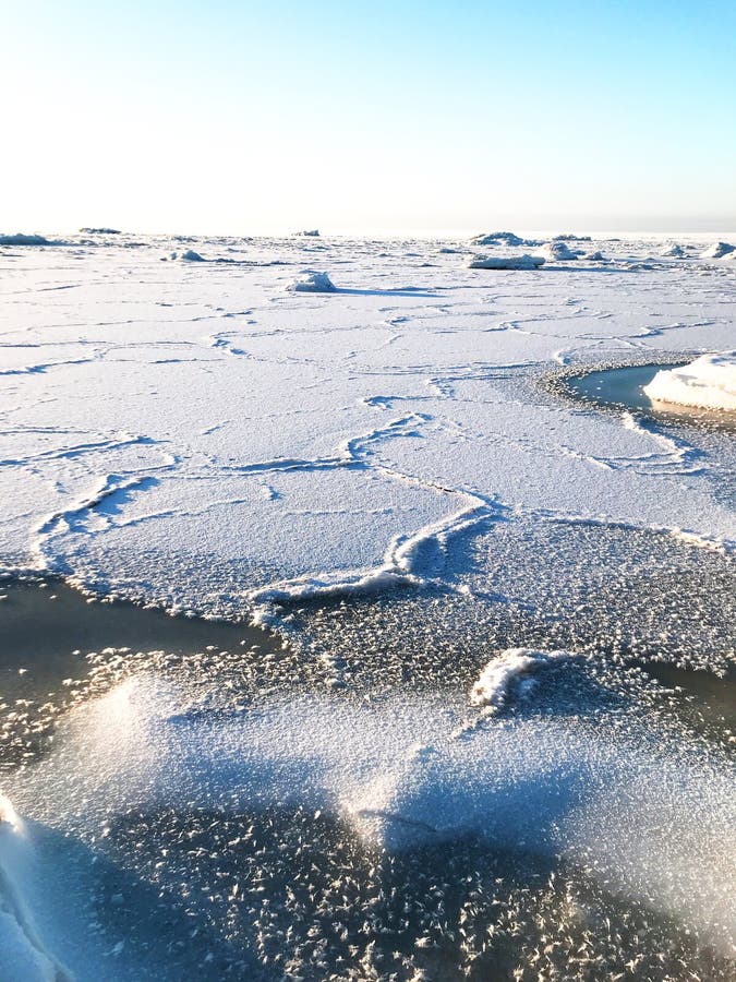 Freezing Sea. Ice on the Surface of the Water Stock Image - Image of ...