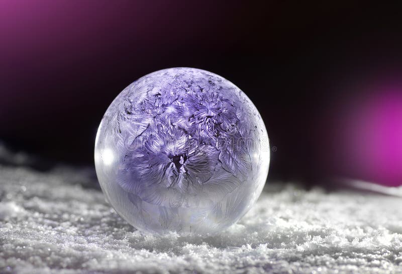 Frozen Soap Bubble. Frost Paints a Pattern on a Soap Bubble Stock Photo ...